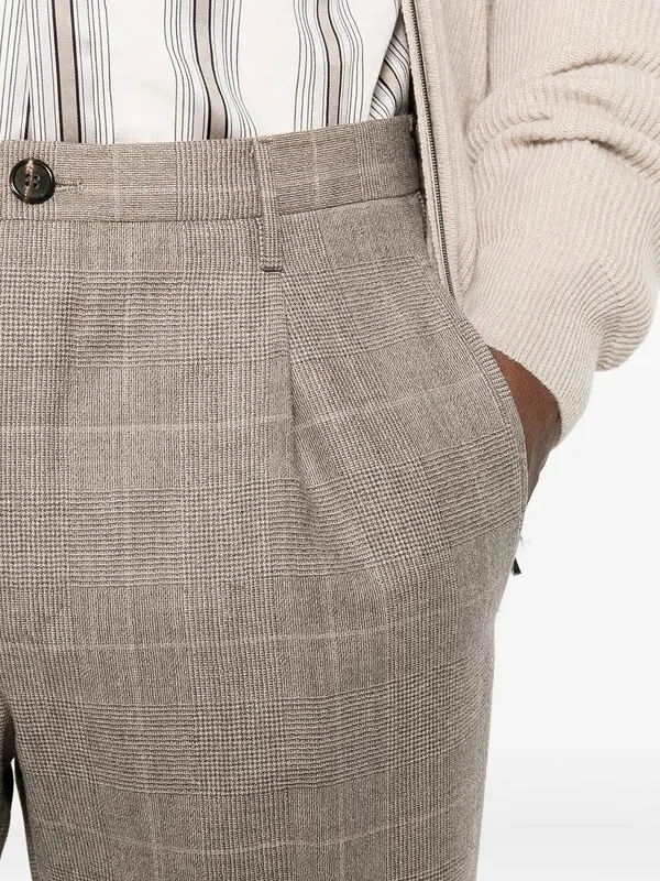 Incotex Tapered Wool Trousers With Prince Of Wales Check