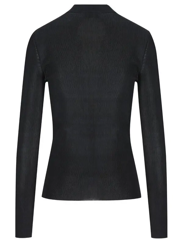 Saint Laurent Ribbed Silk Pullover - Black