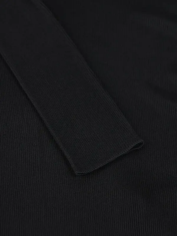 Saint Laurent Ribbed Silk Pullover - Black