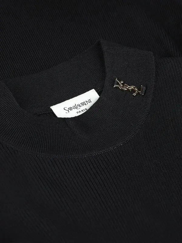 Saint Laurent Ribbed Silk Pullover - Black