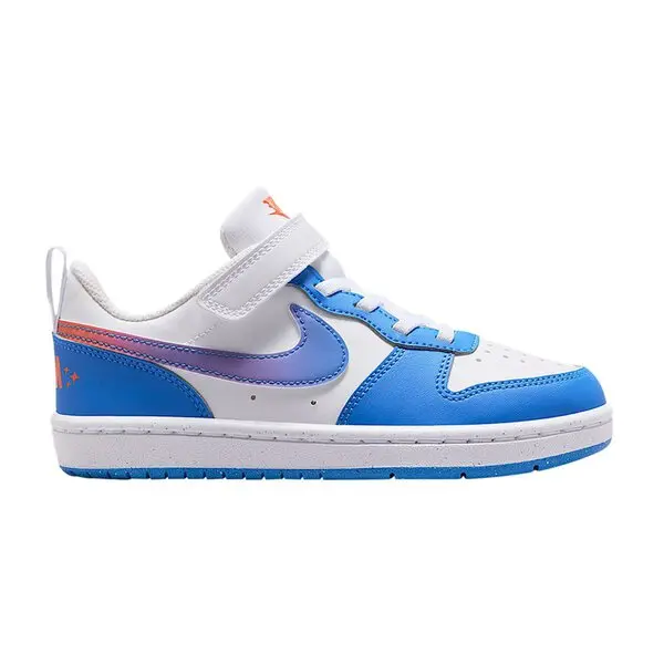 Nike Court Borough Low Ps 'white Bright Violet Turf Orange Crystal - Blue