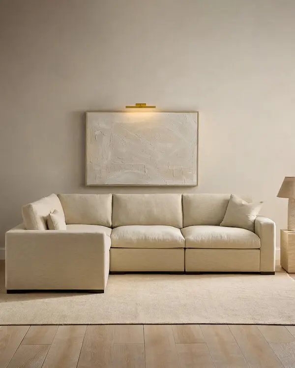 Quince Oasis 5-piece L Sectional In Performance Linen - Silver