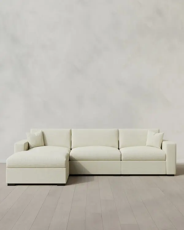Quince Oasis 4-piece Chaise Sectional In Performance Linen - Ivory