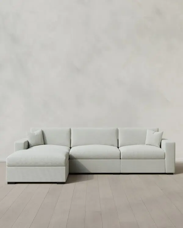 Quince Oasis 4-piece Chaise Sectional In Performance Linen - Silver
