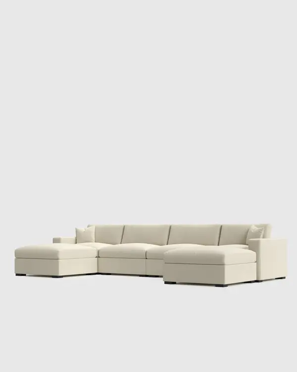 Quince Oasis 6-piece U Sectional In Performance Linen - Ivory