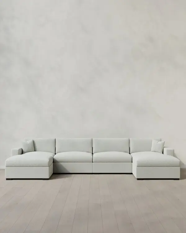 Quince Oasis 6-piece U Sectional In Performance Linen - Silver