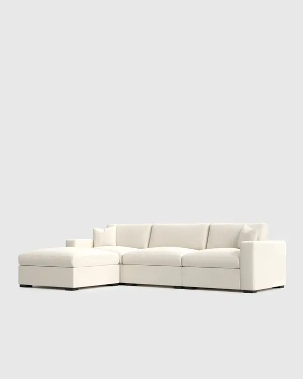 Quince Oasis 4-piece Chaise Sectional In Performance Chenille Linen Blend - Eggshell
