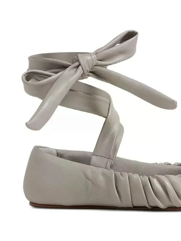 YUME YUME Ruched Lace-up Ballet Flats