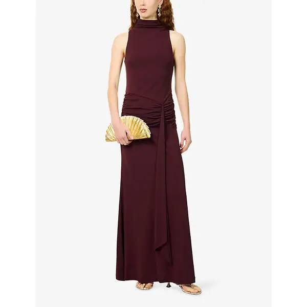 PRETTY LAVISH Solace Halterneck Stretch-jersey Maxi Dress
