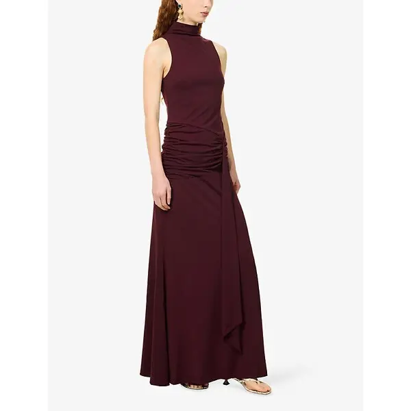 PRETTY LAVISH Solace Halterneck Stretch-jersey Maxi Dress