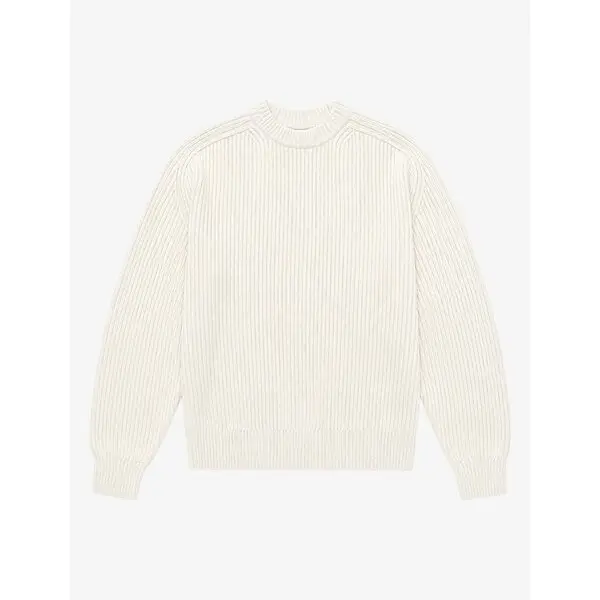 The Kooples Crewneck Relaxed-fit Merino-wool Jumper - Ecru