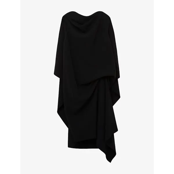 REISS Cassia Draped Woven Mini Dress - Black