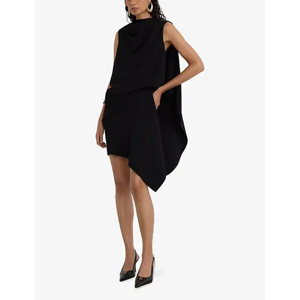 REISS Cassia Draped Woven Mini Dress
