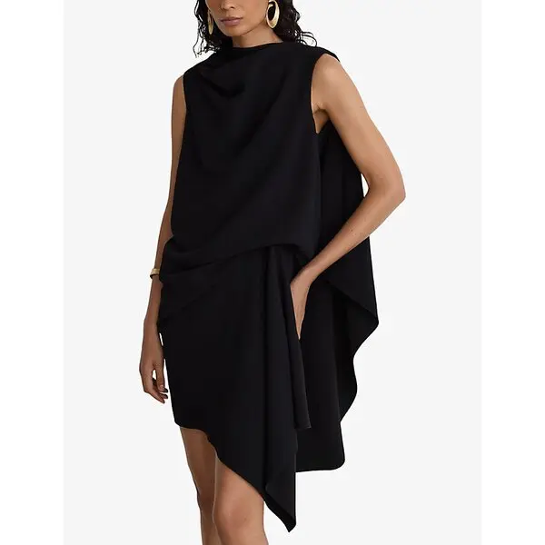 REISS Cassia Draped Woven Mini Dress