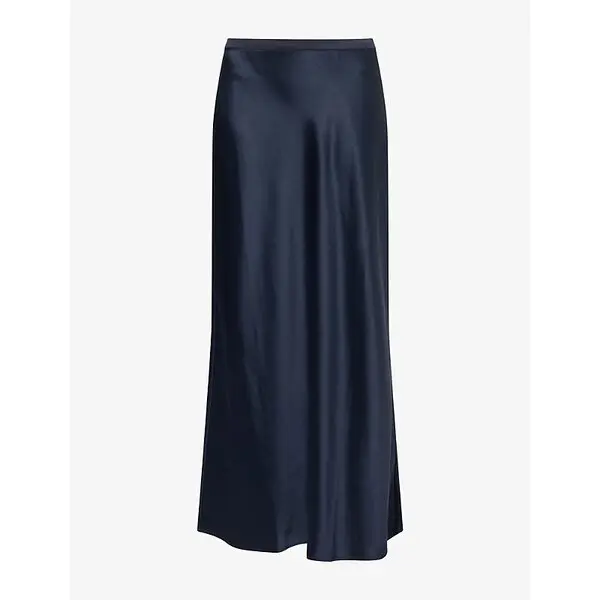 ANINE BING Bias-cut Silk Midi Skirt - Navy