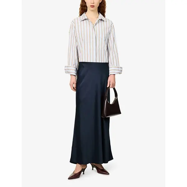 ANINE BING Bias-cut Silk Midi Skirt