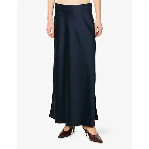 ANINE BING Bias-cut Silk Midi Skirt
