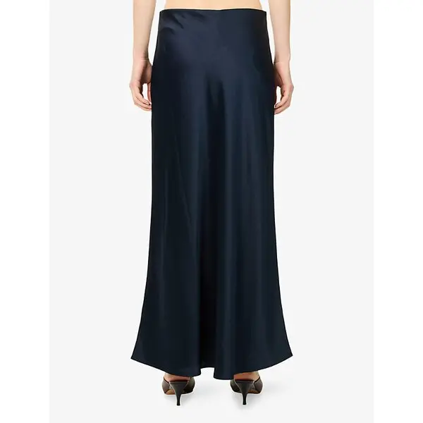ANINE BING Bias-cut Silk Midi Skirt
