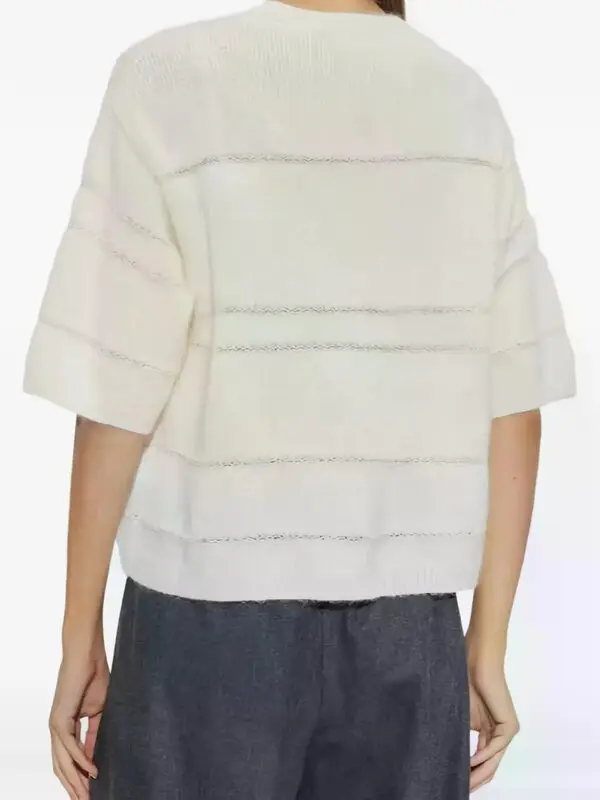 Fabiana Filippi Horizontal-stripe Knitted T-shirt - Neutrals