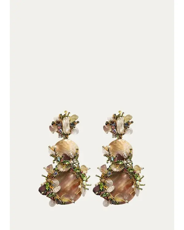 Ranjana Khan Nova Pearl Clip-on Earrings - Shell