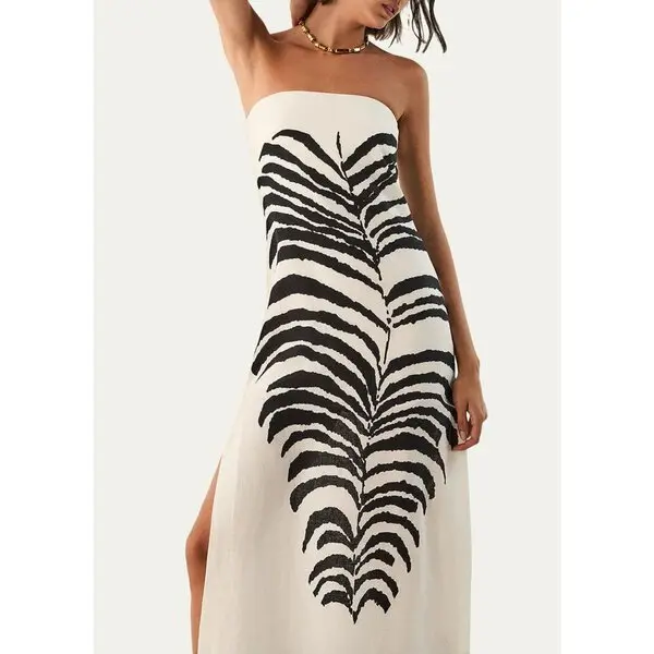 VIX PAULA HERMANNY Penelope Leaf-print Linen-blend Midi Dress