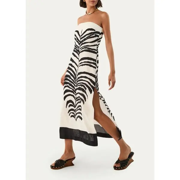 VIX PAULA HERMANNY Penelope Leaf-print Linen-blend Midi Dress