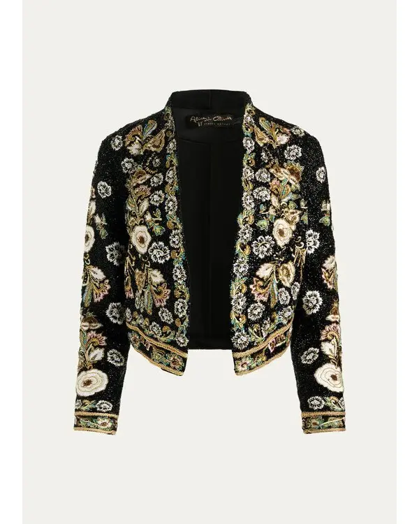 Alice + Olivia Harvey Embellished Embroidered Jacket - Black Multi