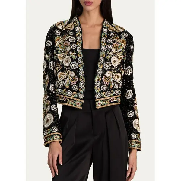 Alice + Olivia Harvey Embellished Embroidered Jacket