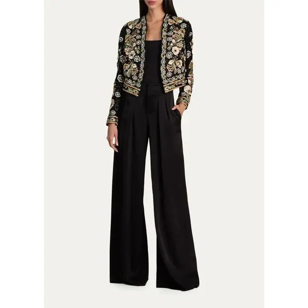 Alice + Olivia Harvey Embellished Embroidered Jacket