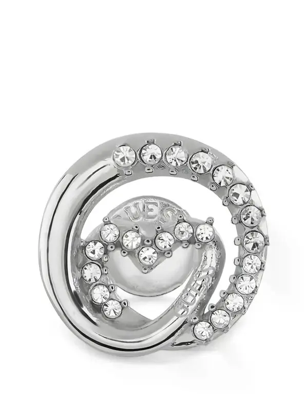 Guess Iconique Crystal-embellished Heart Earrings - Silver