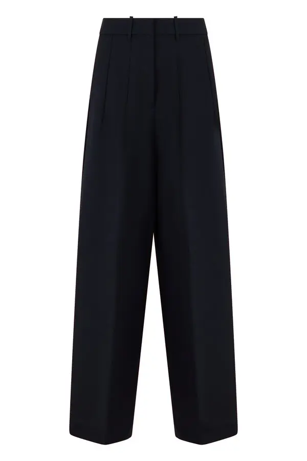 NINE:INTHE:MORNING Wide-leg Wool-silk Blend Pants With High Waist - Black