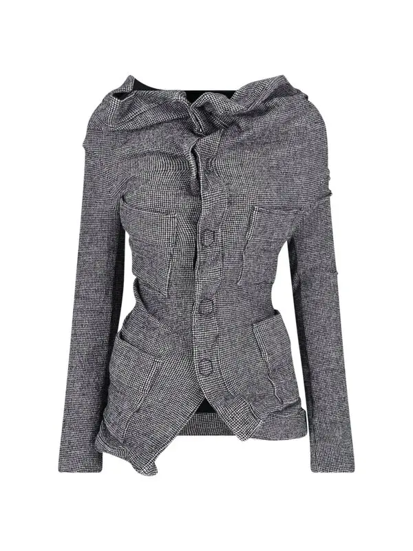 Junya Watanabe Asymmetrical Draped Hooded Blazer Jacket - Grey