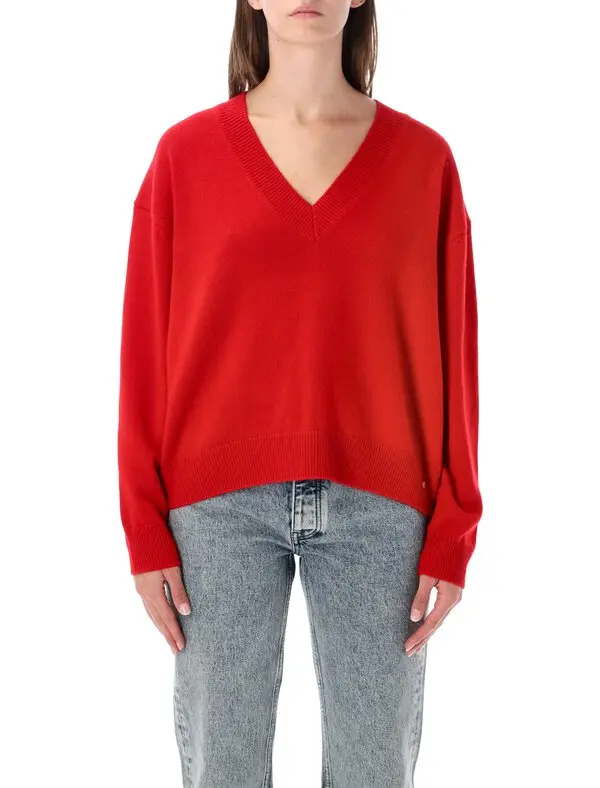 ANINE BING V-neck Cashmere Sweater - Tango Red