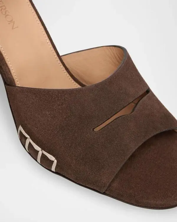 JW Anderson 75mm Suede Loafer Sandals - Brown