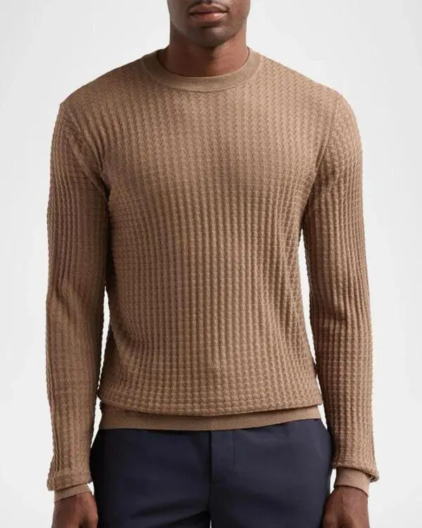 Emporio Armani Fancy Stitch Textured Triangle Sweater - Solid Ligh