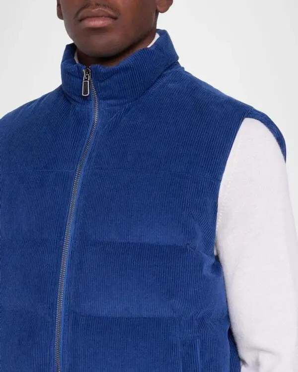 Isaia Apos;s Corduroy Puffer Vest - Bright Blu