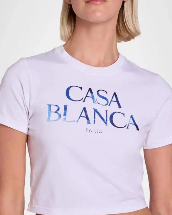 Casablanca Stacked Logo Cotton Crop T-shirt - Stacked Lo