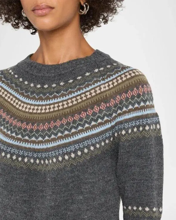 Max Mara Gallo Geometric Fair Isle Sweater - Medium Gre
