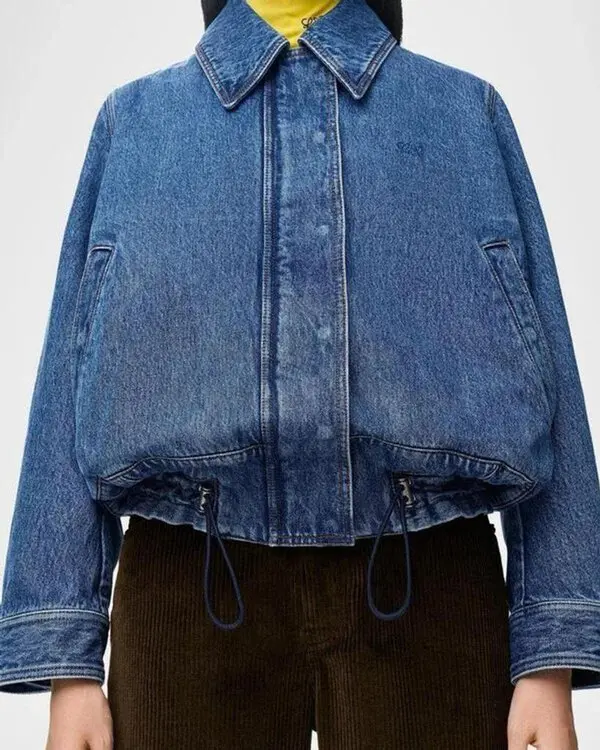 Loewe Drawstring Washed-denim Drawstring Jacket