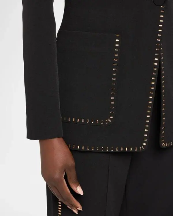 Elie Tahari The Margaret Crystal-trim Suit Jacket - Noir