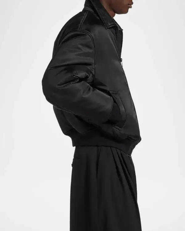 Balenciaga Apos;s Leather-collar Bomber Jacket - Black