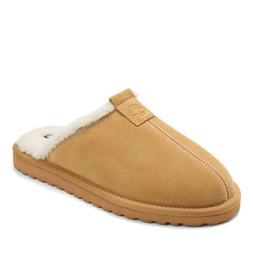 Timberland Genuine Suede Or Leather Core Scuff Slippers - Wheat
