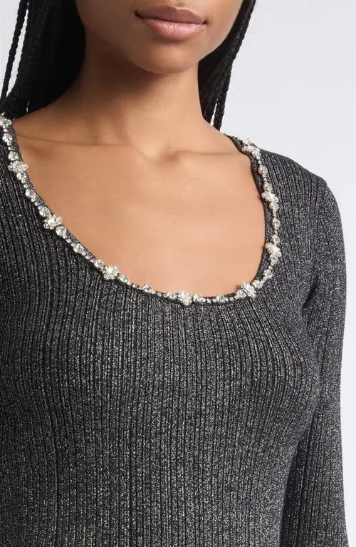 Cinq À Sept Aminta Embellished Metallic Pullover Sweater
