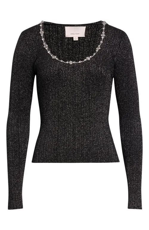 Cinq À Sept Aminta Embellished Metallic Pullover Sweater