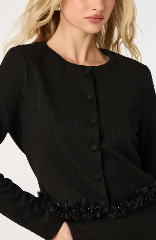 Astr The Label Claire Floral Trim Cropped Jacket