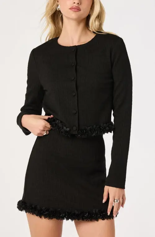Astr The Label Claire Floral Trim Cropped Jacket
