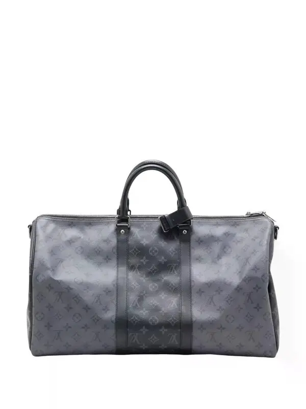 LOUIS VUITTON 2000-2026 Monogram Eclipse Reverse Keepall Bandouliere 50 Travel Bag