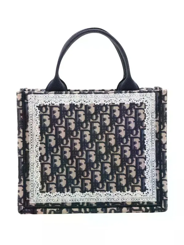 Dior 2000-2026 Small Oblique Canvas Embroidered Book Tote Satchel