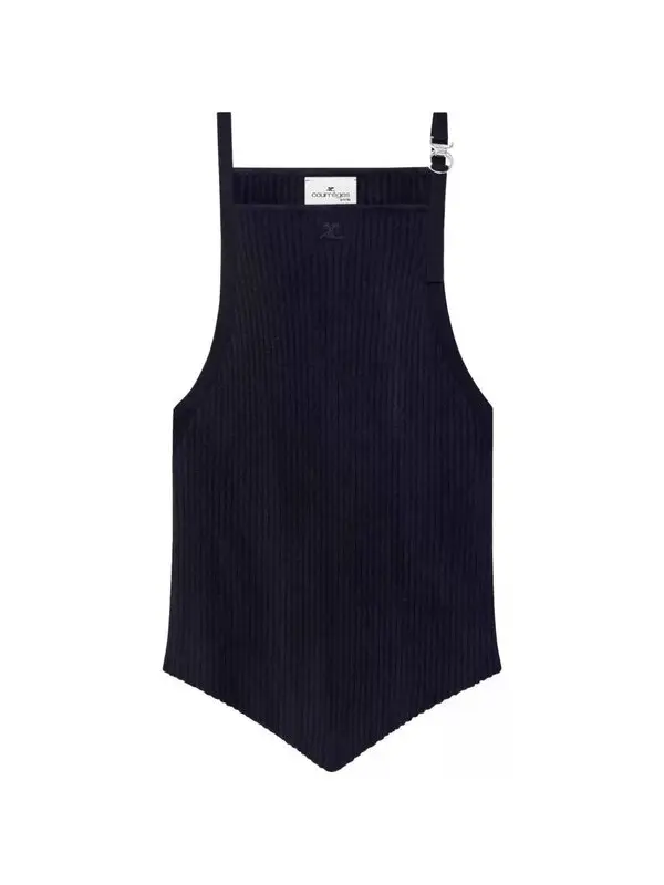 COURREGES Buckle-detail Rib-knit Top - Black