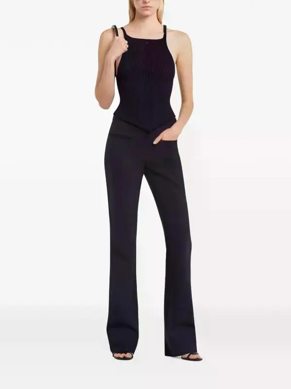 COURREGES Buckle-detail Rib-knit Top